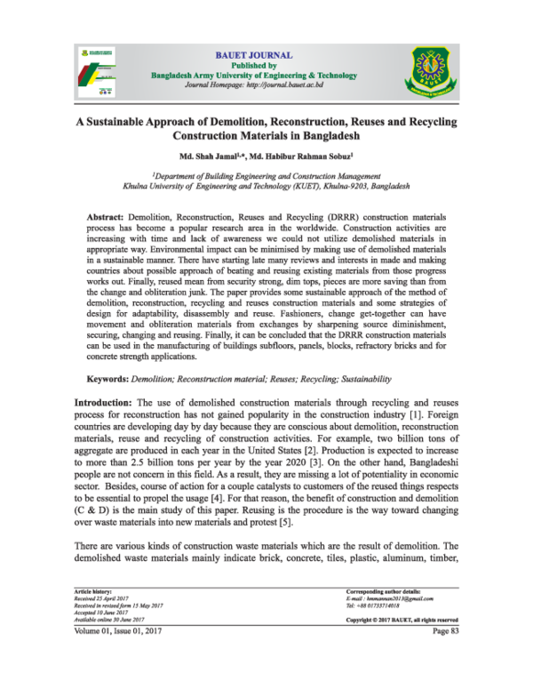 (PDF) A sustainable approach of demolition, reconstruction, reuses and ...