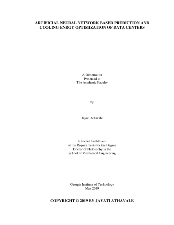(PDF) Artificial neural network based prediction and cooling energy optimization of data centers