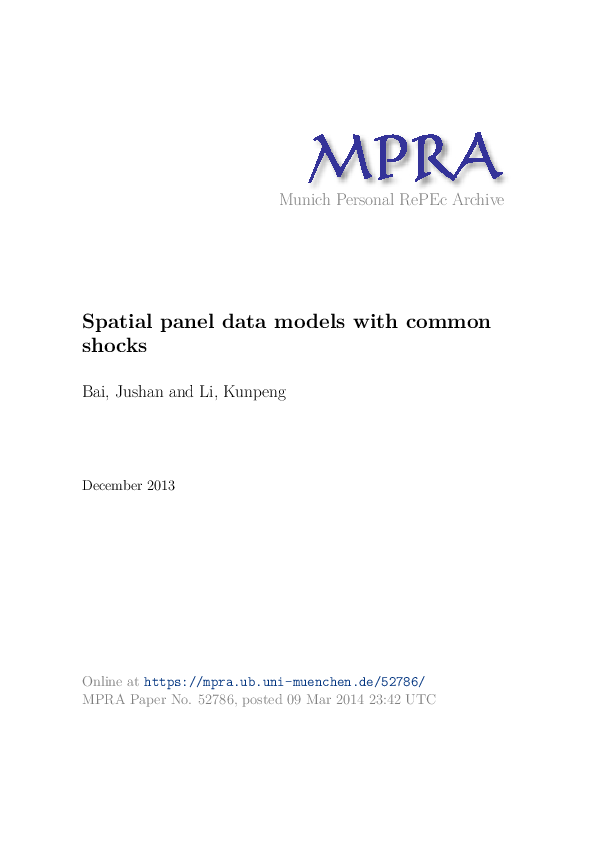 (PDF) Spatial Panel Data Models with Common Shocks