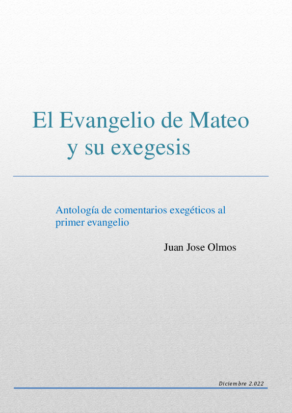 (PDF) El Evangelio de Mateo y su exegesis