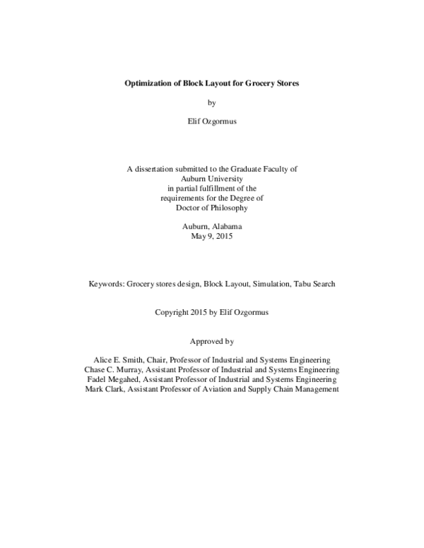 (PDF) Optimization of Block Layout for Grocery Stores