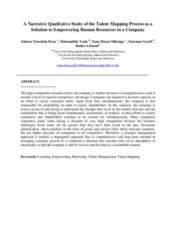 (PDF) A Narrative Qualitative Study of the Talent Mapping Process as a ...