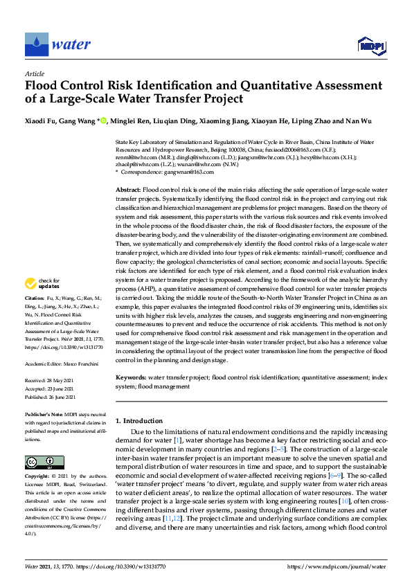 (PDF) Flood Control Risk Identification and Quantitative Assessment of a Large-Scale Water ...