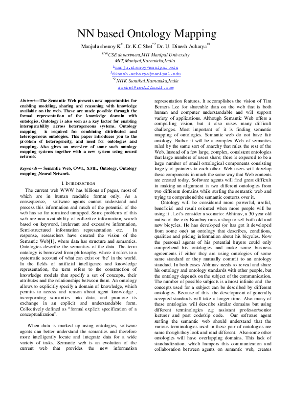 (PDF) NN Based Ontology Mapping