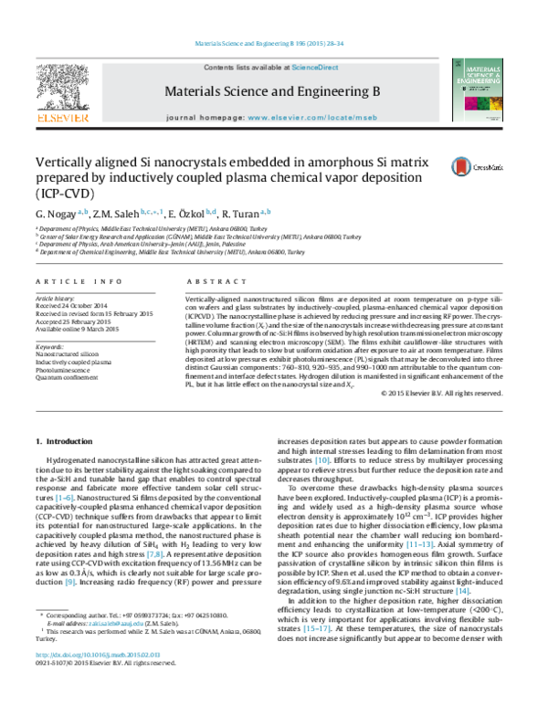 (PDF) Vertically aligned Si nanocrystals embedded in amorphous Si ...