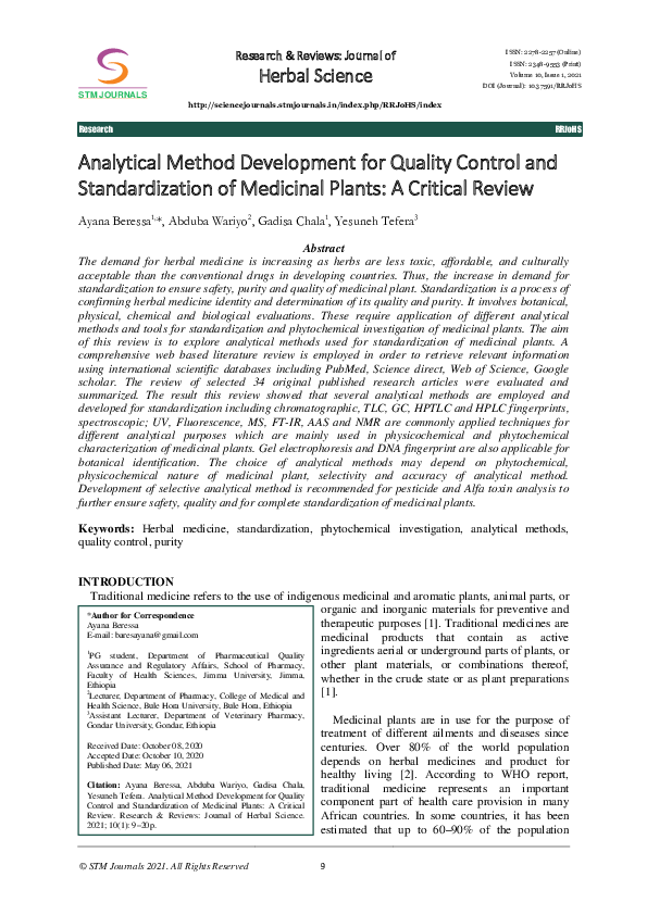 (PDF) Analytical Method Development for Quality Control and ...