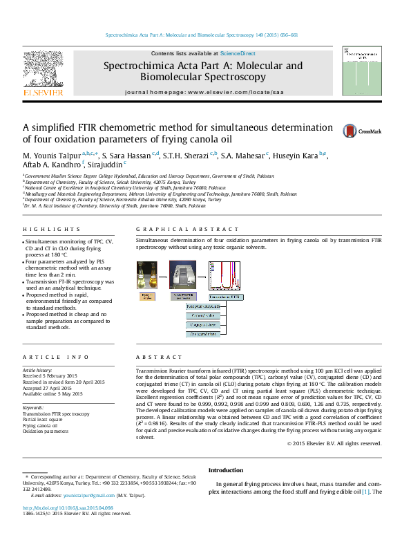 (PDF) A simplified FTIR chemometric method for simultaneous determination of four oxidation ...
