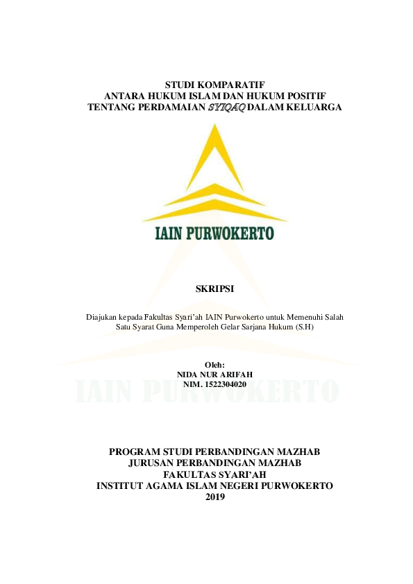 (PDF) Studi Komparatif Hukum Islam Dan Hukum Positif Indonesia Tentang ...