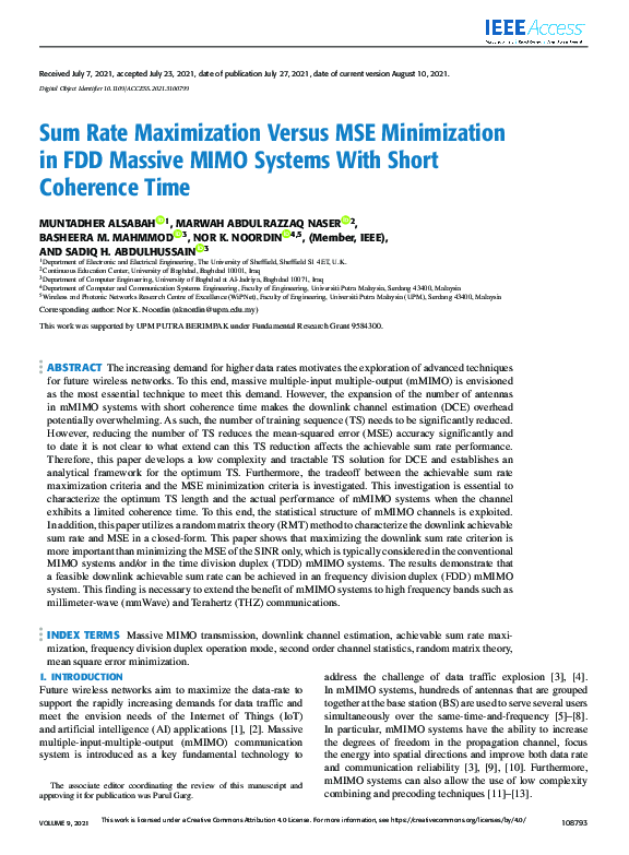 (PDF) Sum Rate Maximization Versus MSE Minimization in FDD Massive MIMO ...