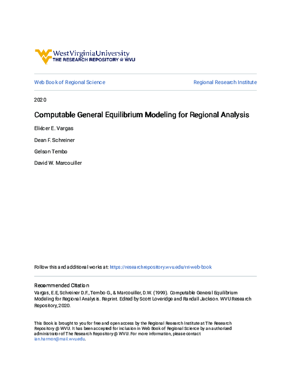 (PDF) Computable general equilibrium modeling for regional analysis