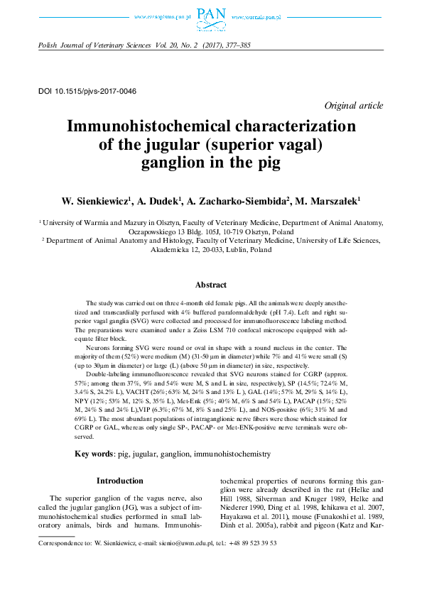 (PDF) Immunohistochemical characterization of the jugular (superior ...