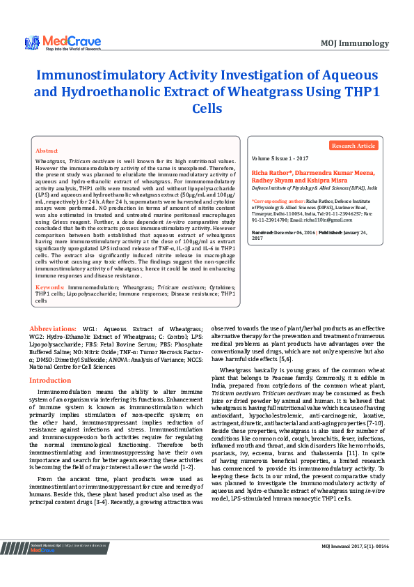 (PDF) Immunostimulatory Activity Investigation of Aqueous and Hydroethanolic Extract of ...