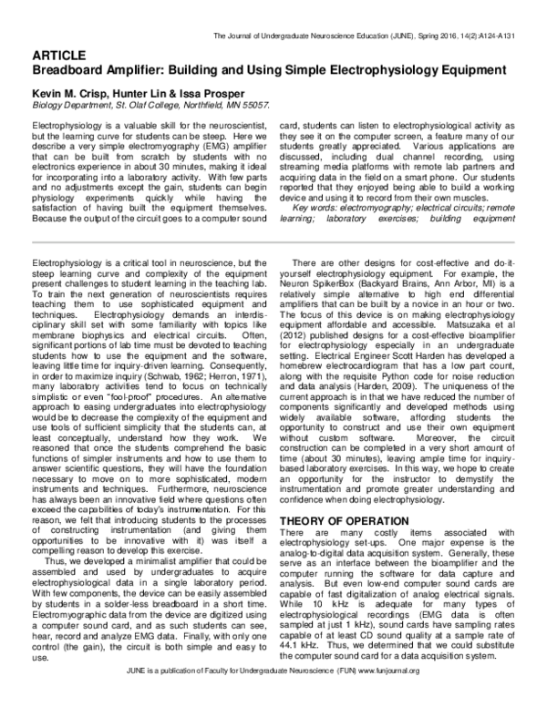 (PDF) Breadboard Amplifier: Building and Using Simple Electrophysiology ...