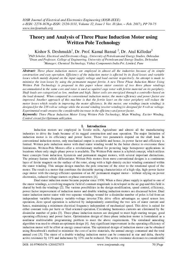 (PDF) Theory and Analysis of Three Phase Induction Motor using Written ...