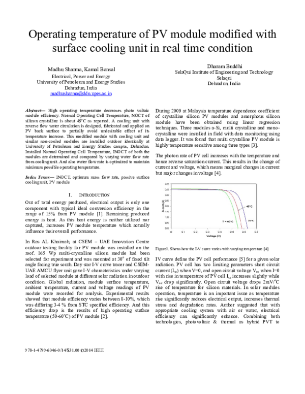(PDF) Operating temperature of PV module modified with surface cooling ...