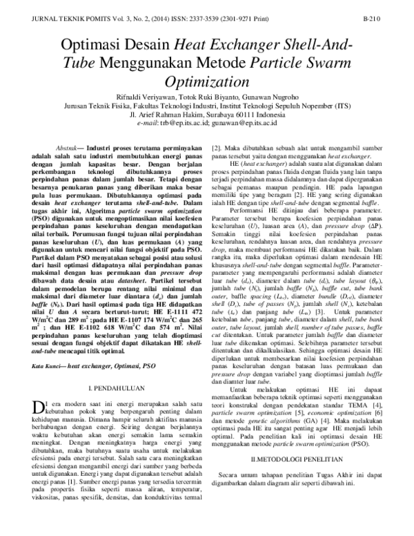 (PDF) Optimasi Desain Heat Exchanger Shell-And-Tube Menggunakan Metode Particle Swarm Optimization