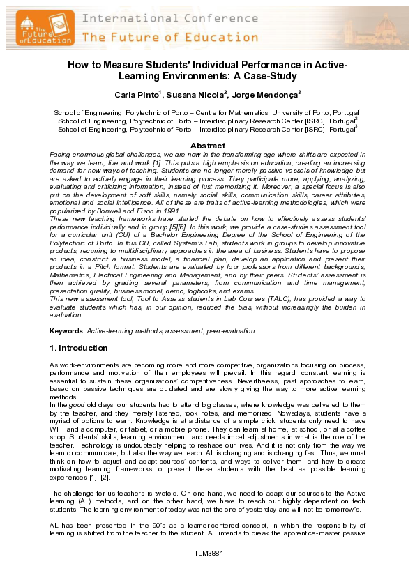 (PDF) How to Measure Students ’ Individual Performance in Active ...