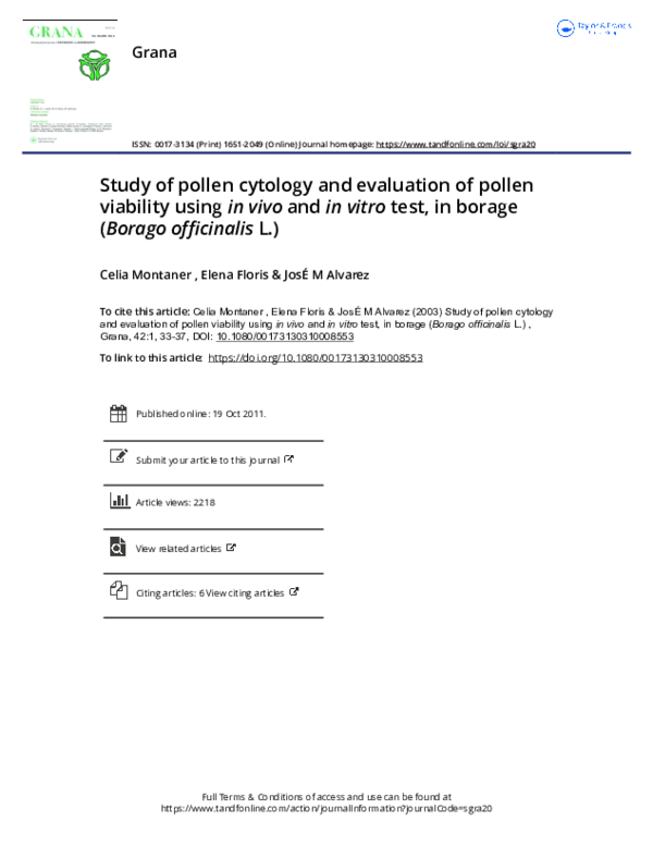 (PDF) Study of pollen cytology and evaluation of pollen viability ...