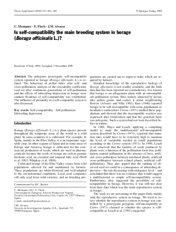 (PDF) Is self-compatibility the main breeding system in borage (Borago ...