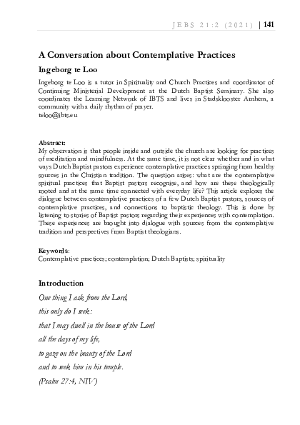 (PDF) A Conversation about Contemplative Practices