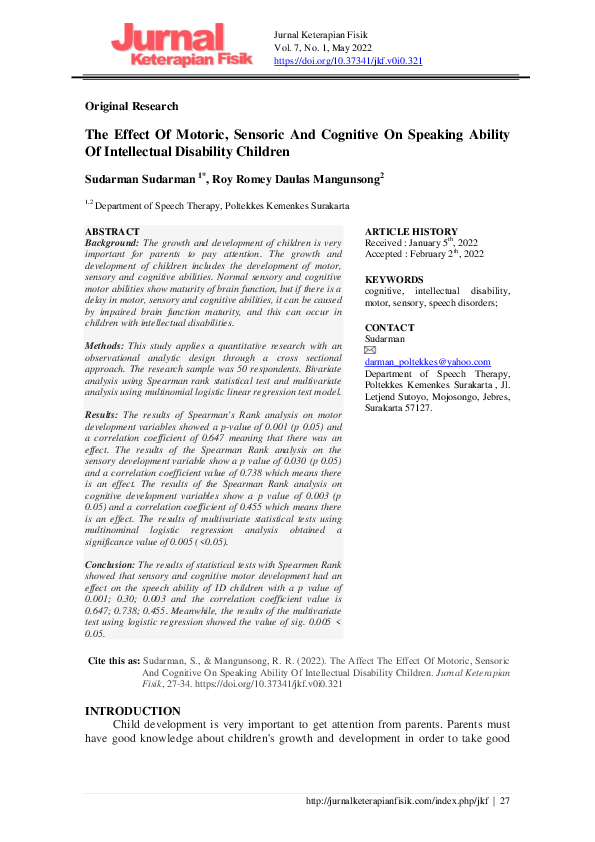 (PDF) The Affect The Effect Of Motoric, Sensoric And Cognitive On ...