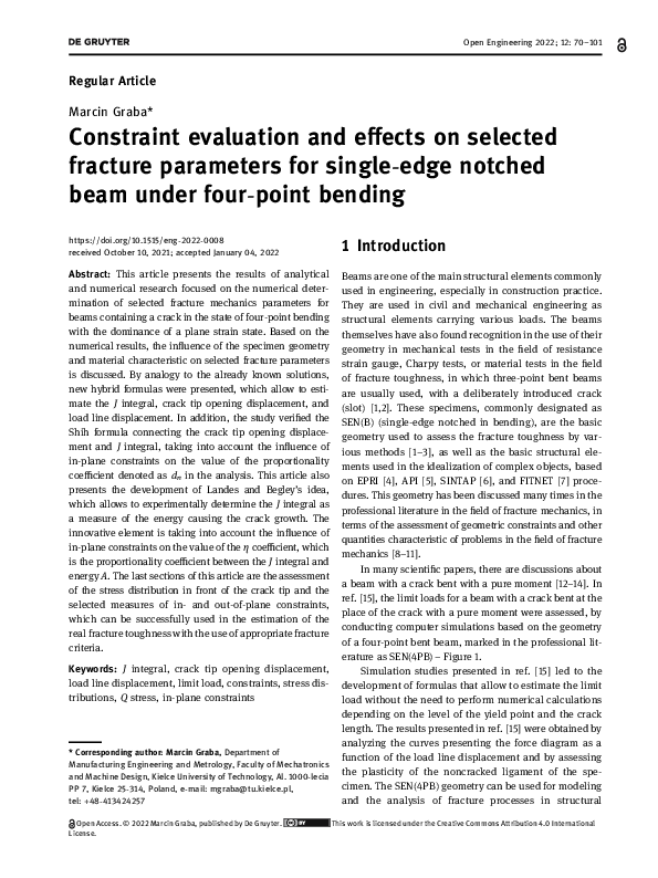(PDF) Constraint evaluation and effects on selected fracture parameters for single-edge notched ...