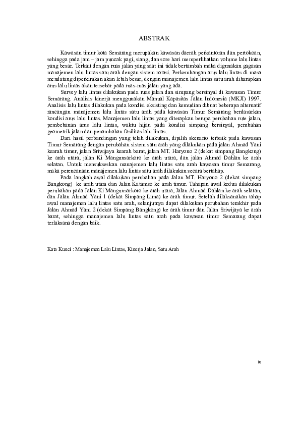 (PDF) Manajemen Lalu Lintas Satu Arah Kawasan Timur Semarang (PDF) Manajemen Lalu Lintas Satu Arah Kawasan Timur Semarang