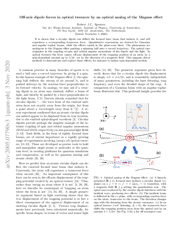 (PDF) Off-Axis Dipole Forces in Optical Tweezers by an Optical Analog ...