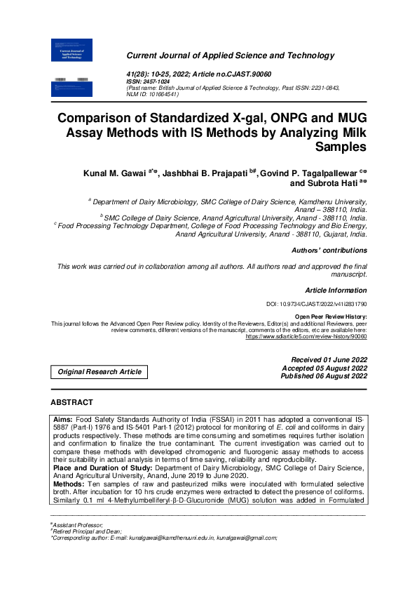 (PDF) Comparison of Standardized X-gal, ONPG and MUG Assay Methods with IS Methods by Analyzing ...