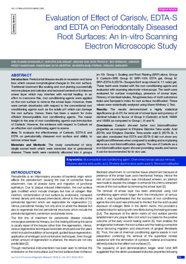 (PDF) Evaluation of Effect of Carisolv, EDTA-S and EDTA on ...