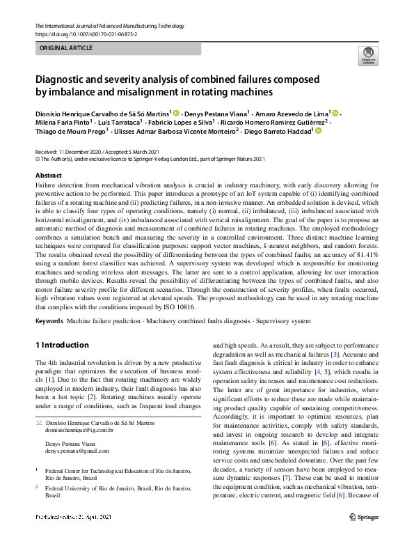 (PDF) Diagnostic and severity analysis of combined failures composed by imbalance and ...