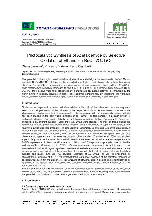 (PDF) Photocatalytic Synthesis of Acetaldehyde by Selective Oxidation ...