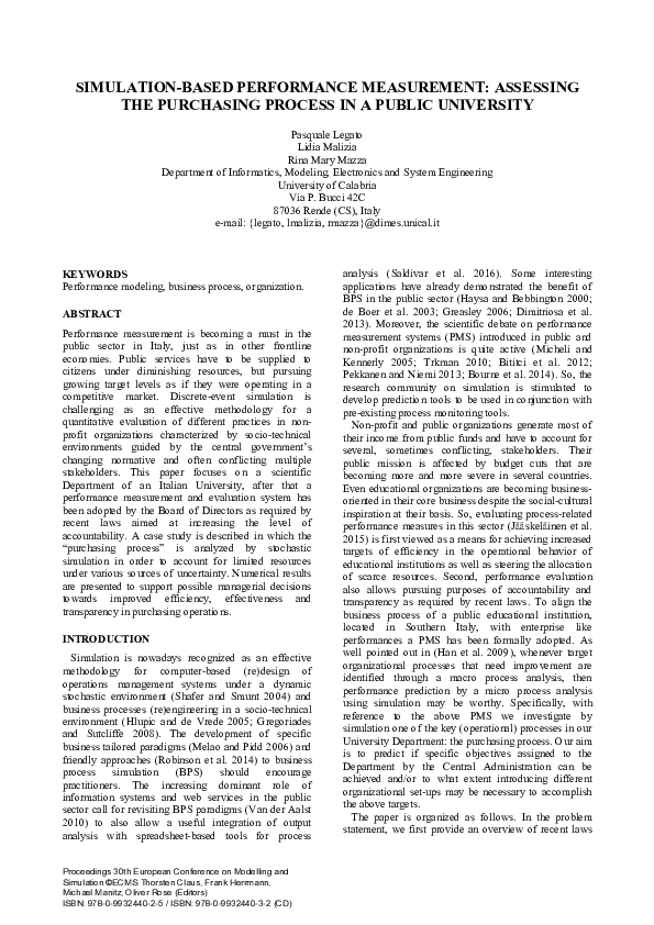 Pdf Simulation Based Performance Measurement Assessing The