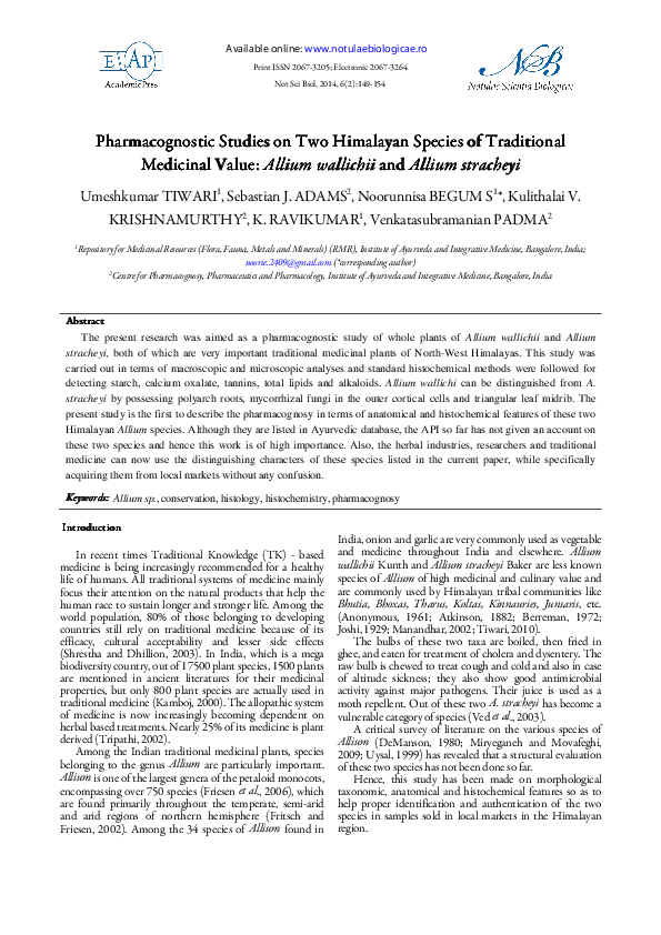 (PDF) Pharmacognostic Studies on Two Himalayan Species of Traditional ...