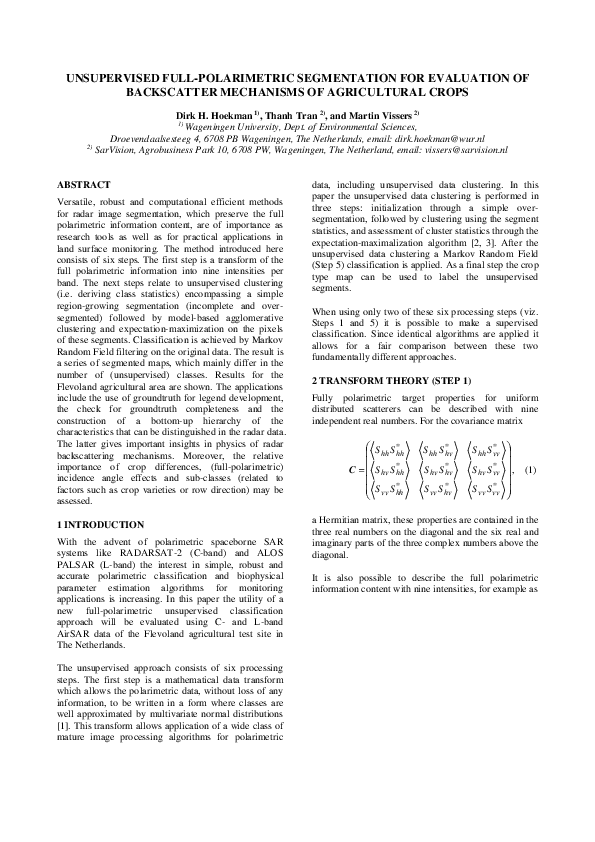 (PDF) Unsupervised full-polarimetric segmentation for evaluation of backscatter mechanisms of ...
