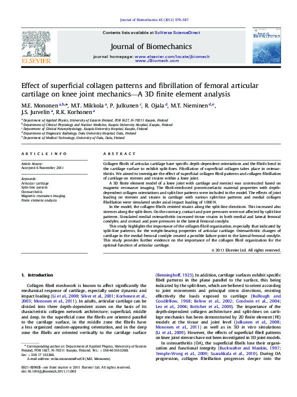 (PDF) Effect of superficial collagen patterns and fibrillation of ...