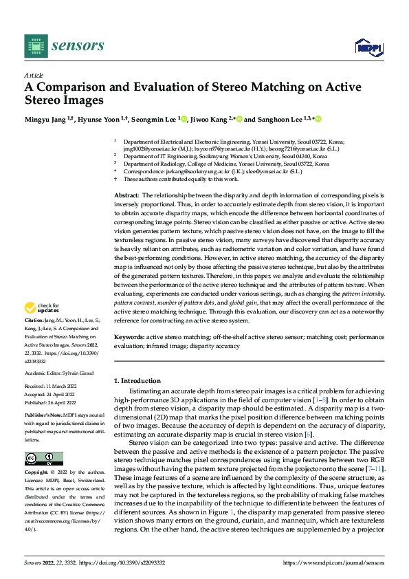 (PDF) A Comparison and Evaluation of Stereo Matching on Active Stereo ...