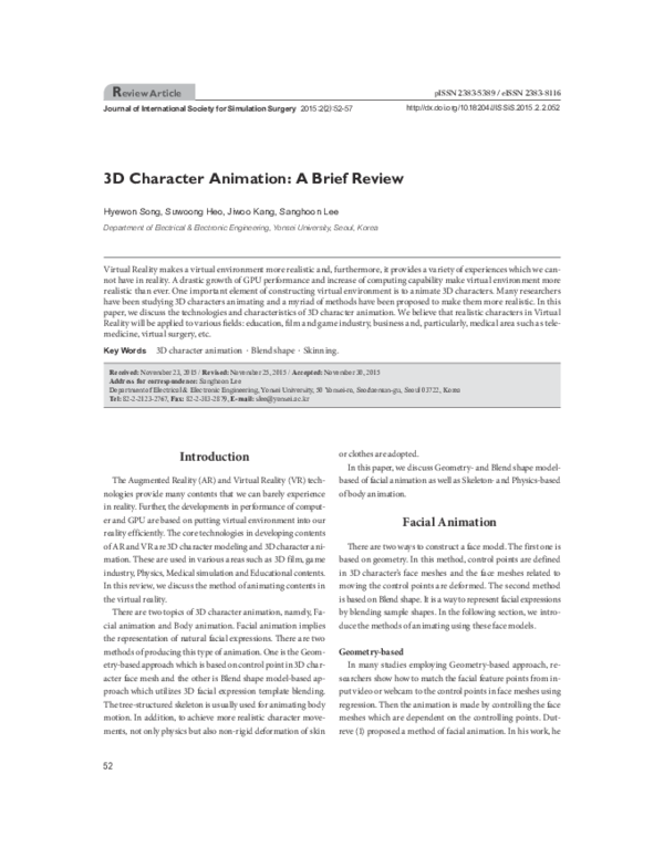 (PDF) 3D Character Animation: A Brief Review