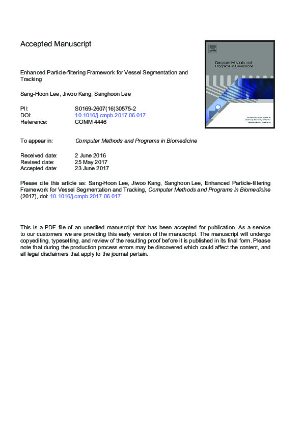 (PDF) Enhanced particle-filtering framework for vessel segmentation and tracking