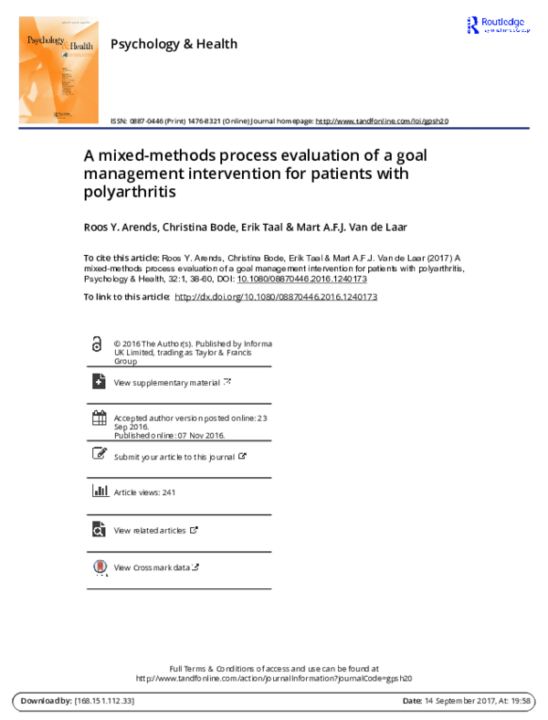 (PDF) A mixed-methods process evaluation of a goal management intervention for patients with ...