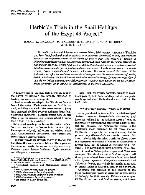 (PDF) Herbicide Trials in the Snail Habitats of the Egypt 49 Project