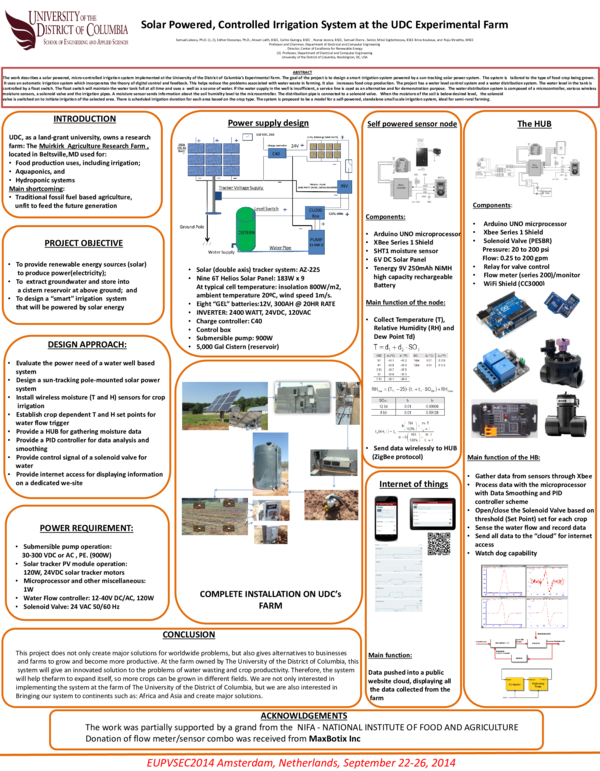 (PDF) Solar Powered, Controlled Irrigation System at the UDC Experimental Farm | Samuel Lakeou ...