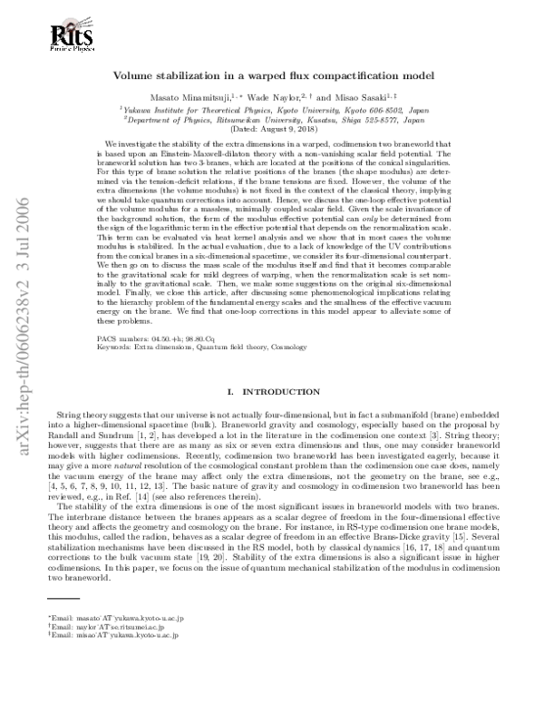 Volume stabilization in a warped flux compactification model