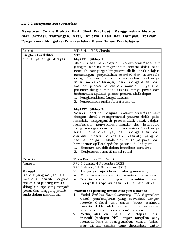 (DOC) Best Practice Menggunakan Metode STAR