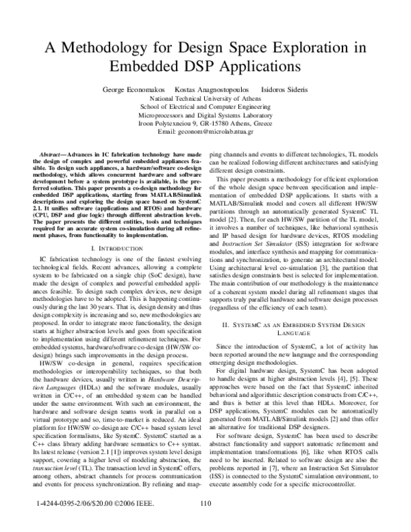 (PDF) A Methodology for Design Space Exploration in Embedded DSP ... (PDF) A Methodology for Design Space Exploration in Embedded DSP ...