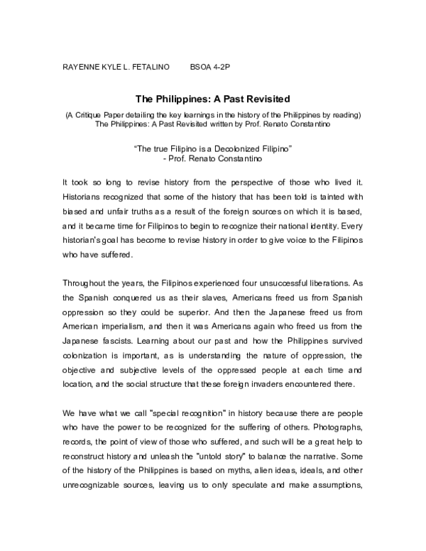 (DOC) The Philippines: A Past Revisited