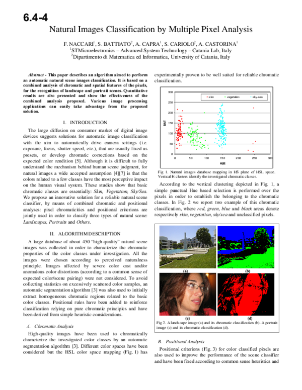 (PDF) Natural images classification by multiple pixel analysis | Alessandro Capra - Academia.edu