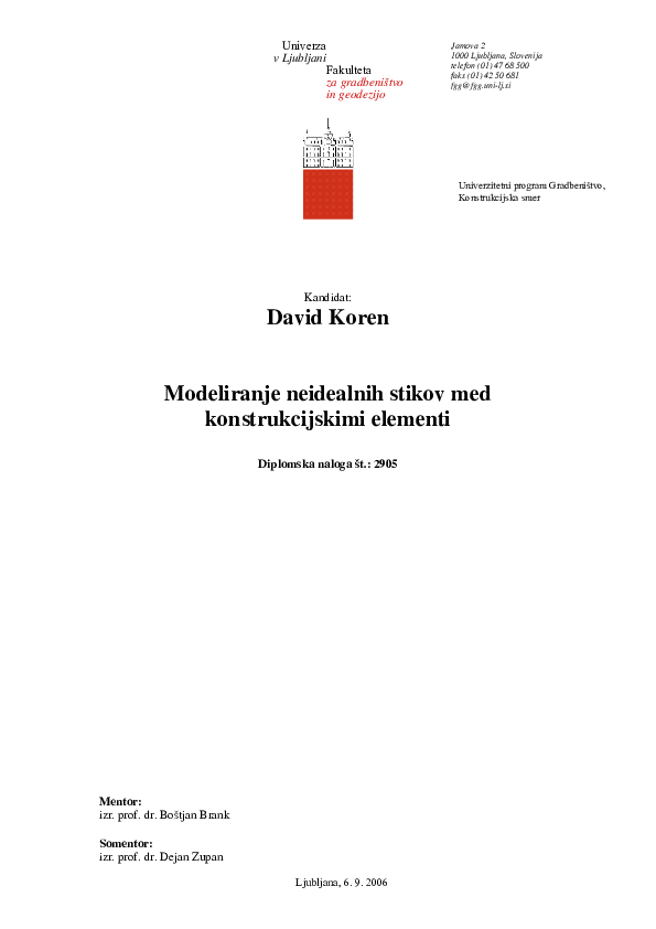 (PDF) Modeling of Imperfect Connections between Structural Elements