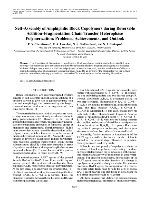 (PDF) Self-Assembly of Amphiphilic Block Copolymers Containing Poly( n -octadecyl acrylate ...