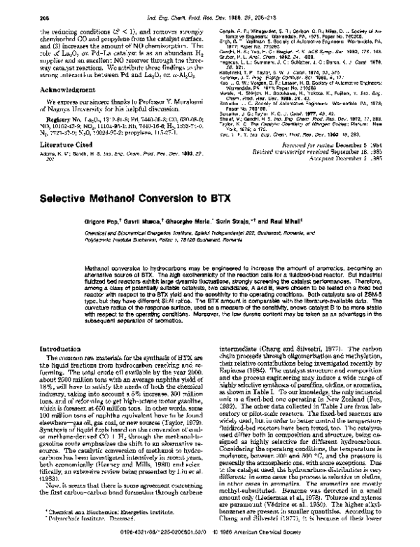 (PDF) Selective methanol conversion to BTX | Gheorghe Maria - Academia.edu